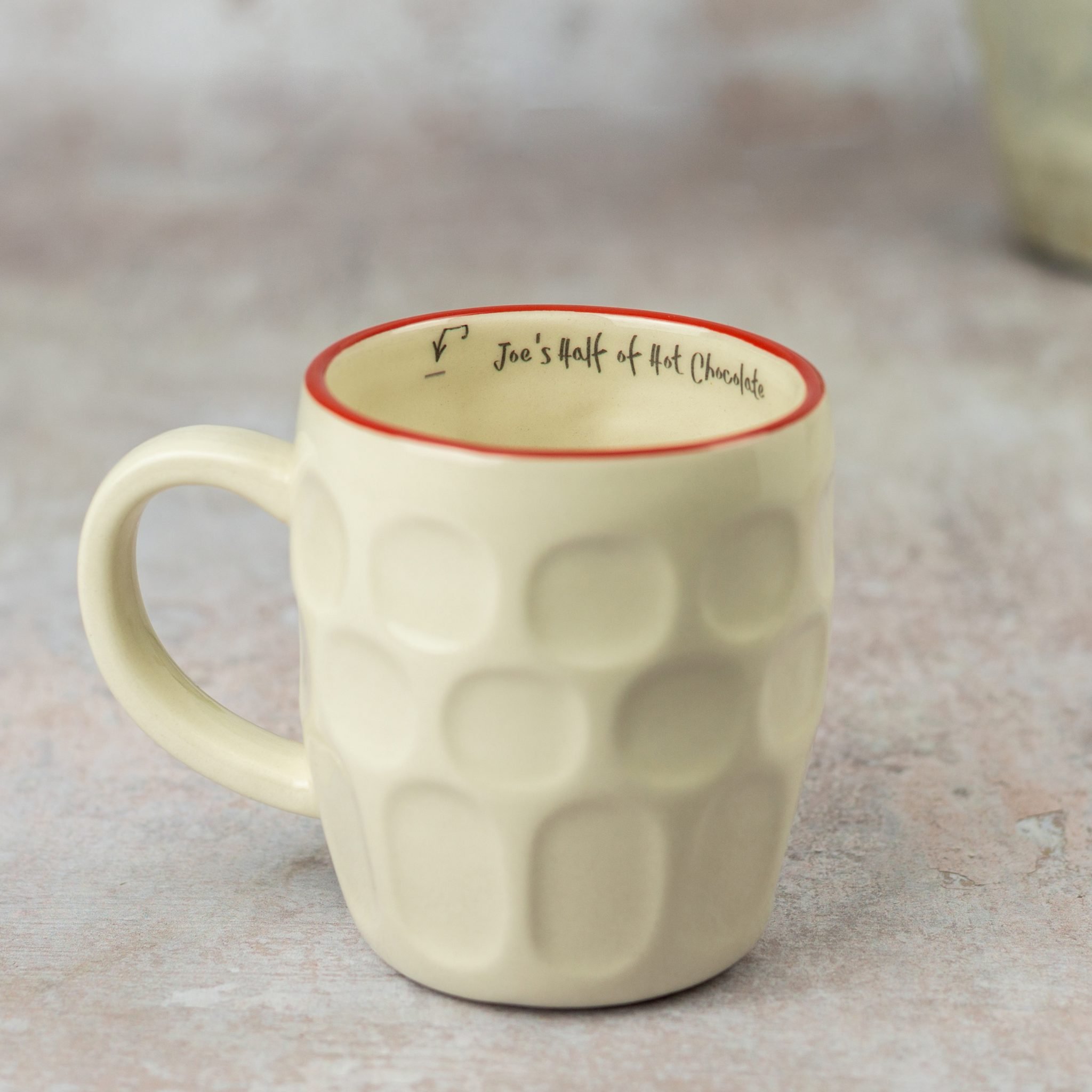 Personalised traditional dimpled half pint mug created by KATE. Ceramics